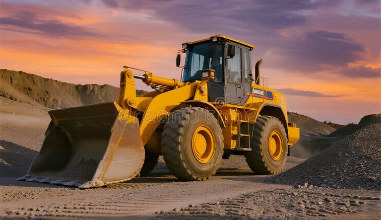 Powerful Construction Loader at Work: Heavy Machinery in a Vibrant ...