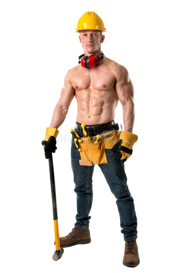 Powerful Construction Worker Stock Photo - Image of body, muscle: 93530656