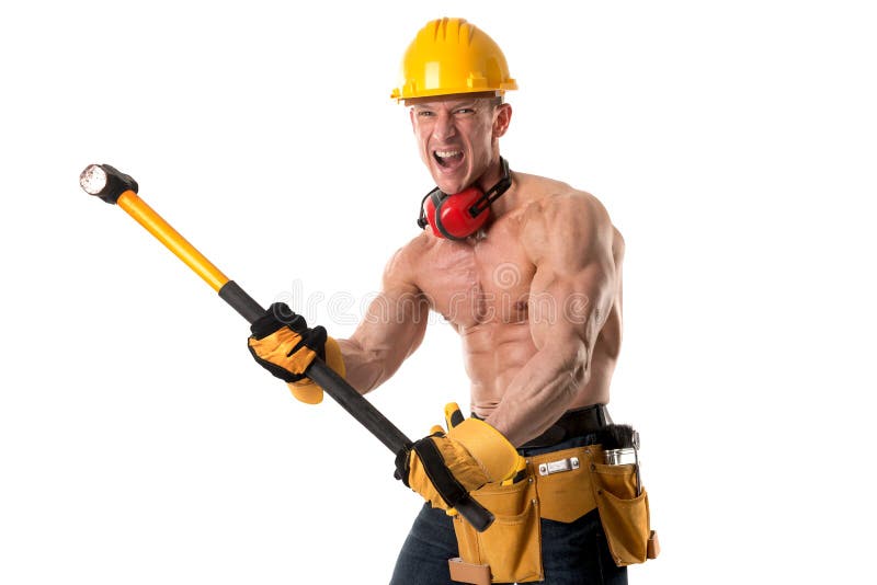 Powerful Construction Worker Stock Image - Image of helmet, model: 97672731