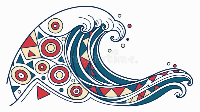 Powerful Cresting Wave with Geometric Patterns, Blue Vector Art, Vector ...