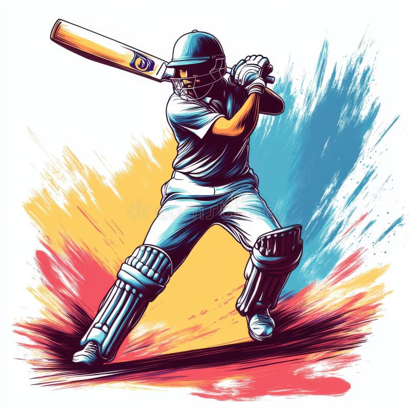 Powerful Cricket Batsman Action Shot Dynamic Pose Intense Game Stock ...
