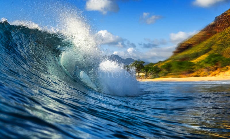 Powerful Crystal Clear Ocean Wave Stock Image - Image of rolling ...