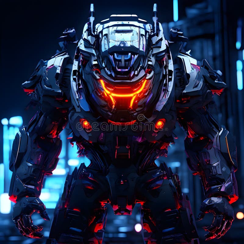 Powerful Cyborg Robots in the Future Stock Illustration - Illustration ...