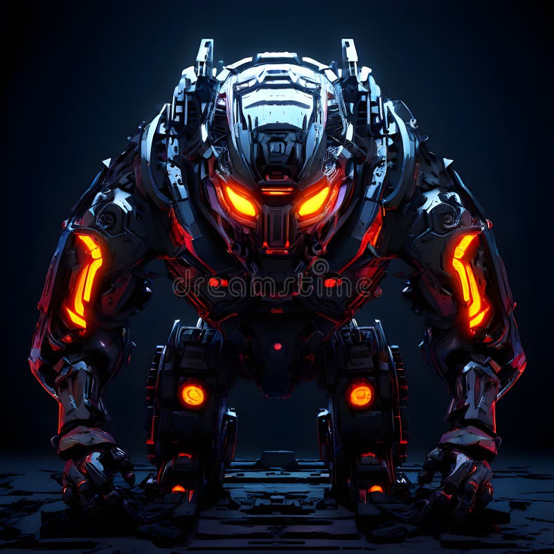Powerful Cyborg Robots in the Future Stock Illustration - Illustration ...