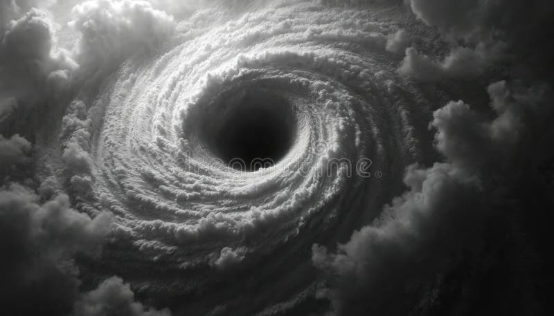 Powerful Cyclone with Dark Clouds, Representing Intense Storm. Swirling ...