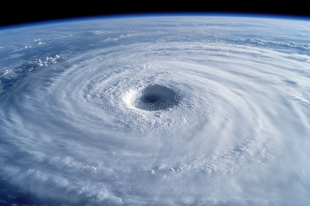 A Powerful Cyclone is Developing Over the Ocean As the Sun Sets ...