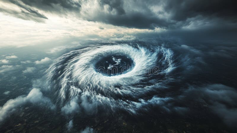 Powerful Cyclone Forming Over the Ocean with Dramatic Cloud Patterns ...