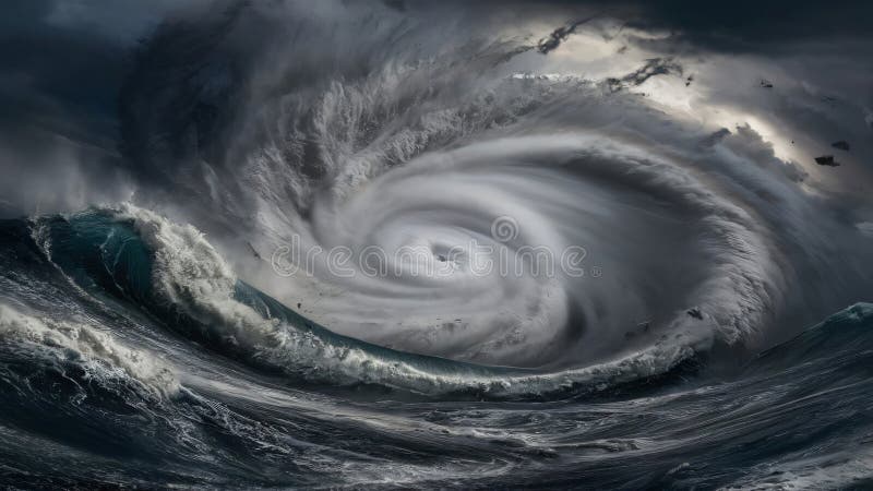 Powerful Cyclone Over Raging Ocean, Dramatic High Quality Image Stock ...