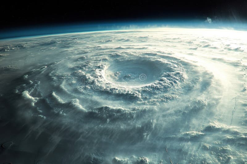 Powerful Cyclone Viewed from Space Showcasing Swirling Clouds and ...