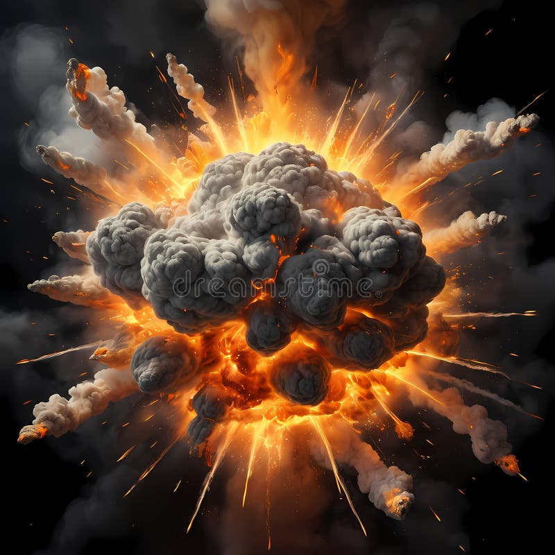 A Powerful 3D Explosion Background, with Fiery Flakes Bursting Outwards ...