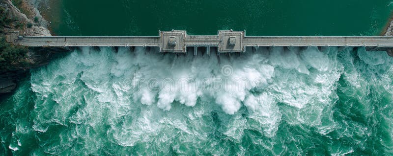 Powerful Dam Water River Structure Aerial Engineering Energy Landscape ...