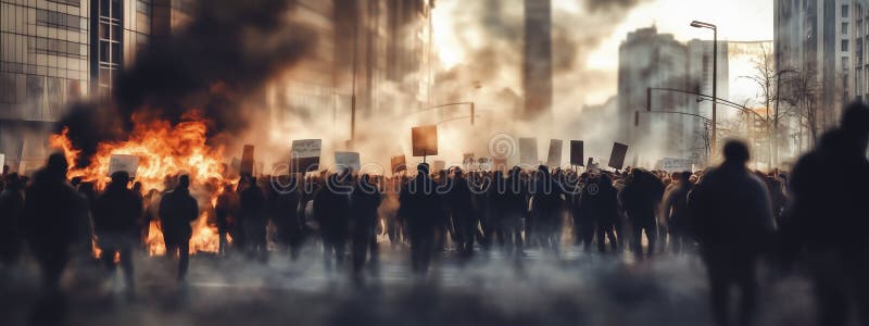 A Powerful Demonstration Unfolds with a Crowd of Protesters Stock ...