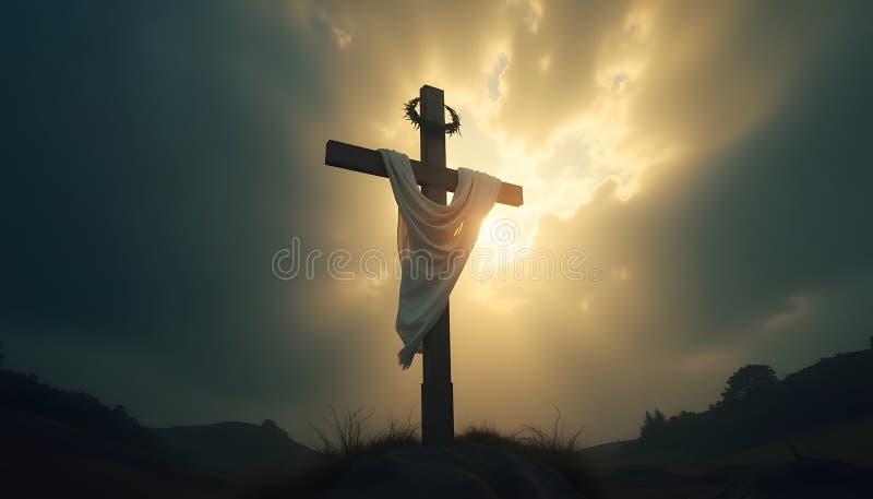 Dramatic Easter Cross with Divine Light Stock Illustration ...