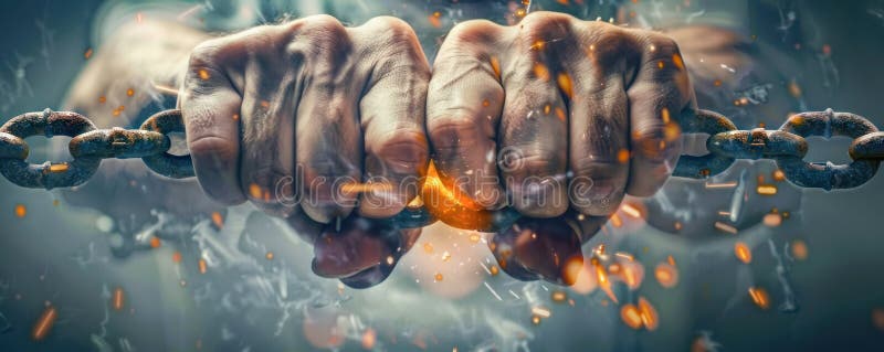 A Powerful Depiction of Hands Breaking a Chain, Symbolizing Strength ...