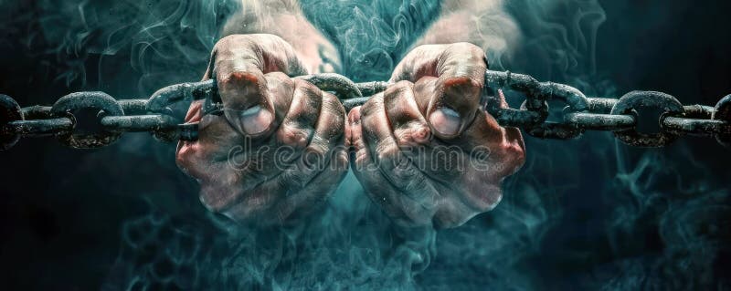 A Powerful Depiction of Hands Breaking a Chain, Symbolizing Strength ...