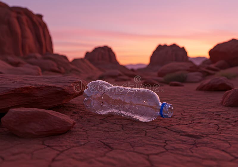 Desert Pollution Wallpaper: Empty Plastic Bottle in Arid Landscape ...