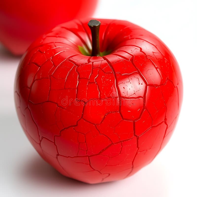 Cracked Red Apple Sculpture - Symbol of Decay and Imperfection in ...
