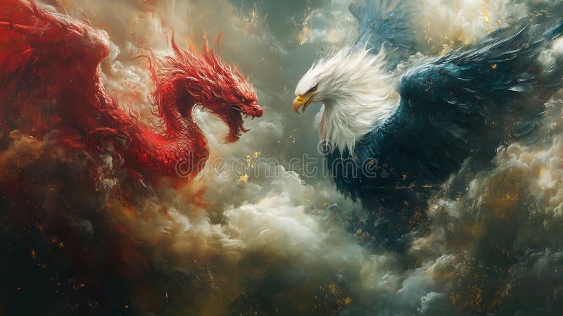 A Powerful Dragon and an Eagle Clash in an Intense Confrontation ...