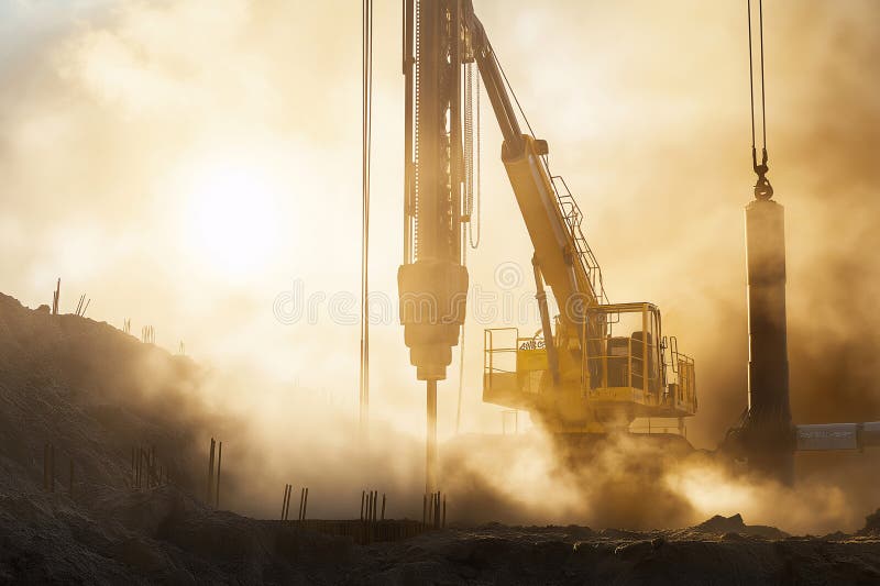 Construction Site Heavy Machinery Drilling Dust Industry AI Generated ...