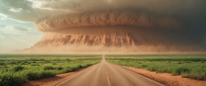 Dust Storm Approaching Over Desert Road Stock Photos - Free & Royalty ...