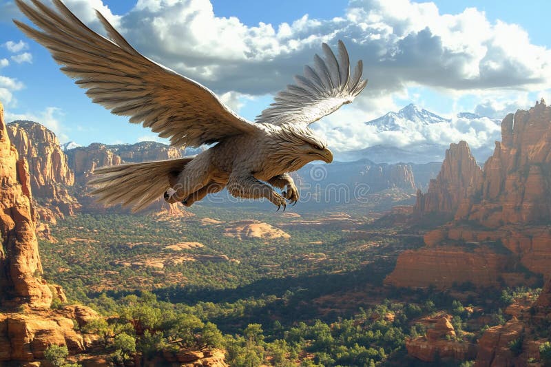 Majestic Eagle Soaring Over a Dramatic Landscape with Mountains and ...