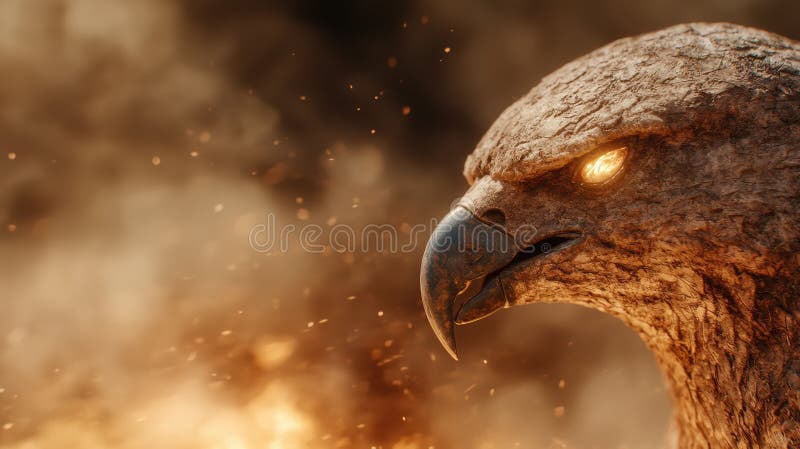 Powerful Eagle with Glowing Eyes in Dramatic Lighting Stock ...
