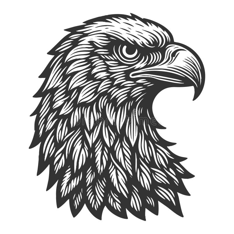 Majestic Eagle Head Engraving Raster Illustration Stock Illustration ...