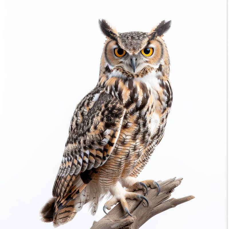 A Powerful Eagle Owl with Its Piercing Eyes and Tufted Ears, Perched on ...