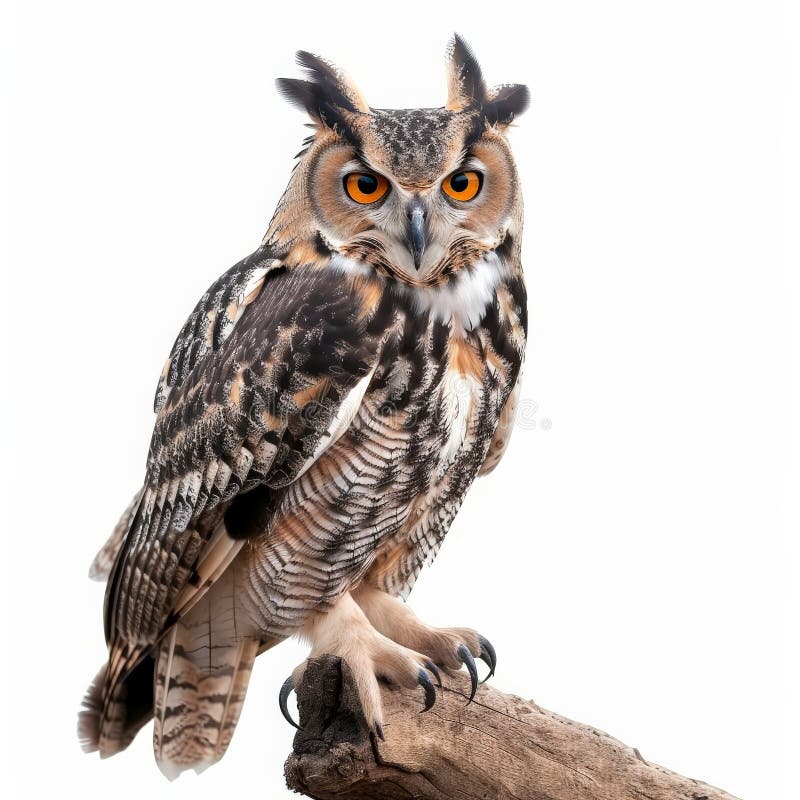 A Powerful Eagle Owl with Its Piercing Eyes and Tufted Ears, Perched on ...