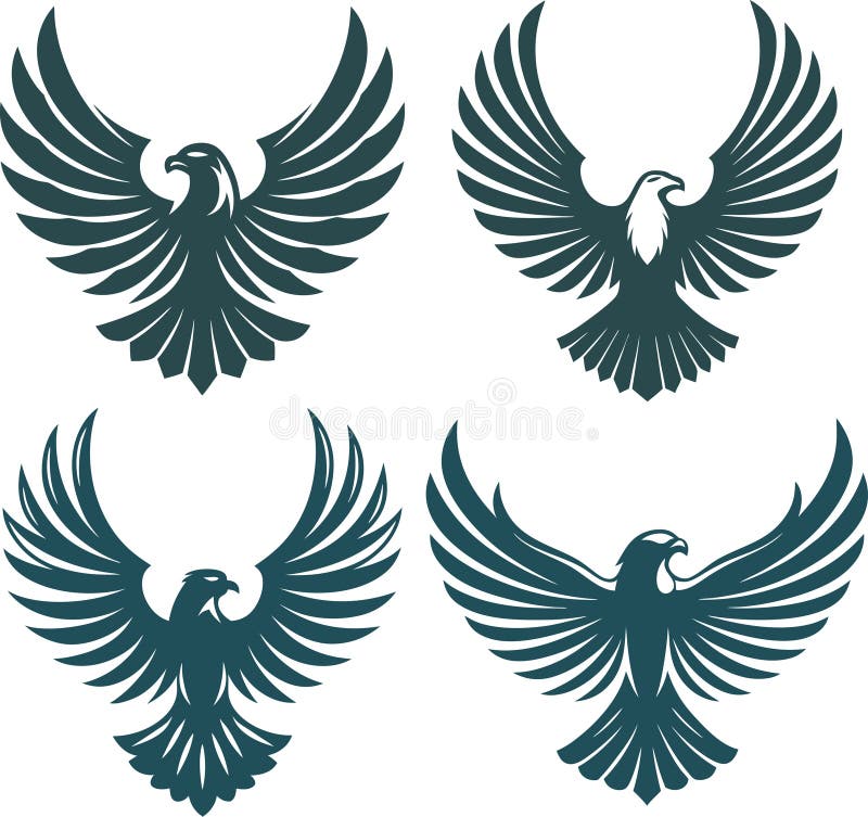 Powerful Eagle Silhouettes, Ready for Design Projects. Stock ...