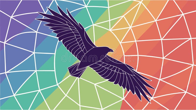 Powerful Eagle Soaring, Abstract Geometric Polygons Backdrop, Nature ...