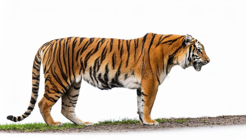 Striking Side Profile of an Isolated Tiger, Majestically Standing ...