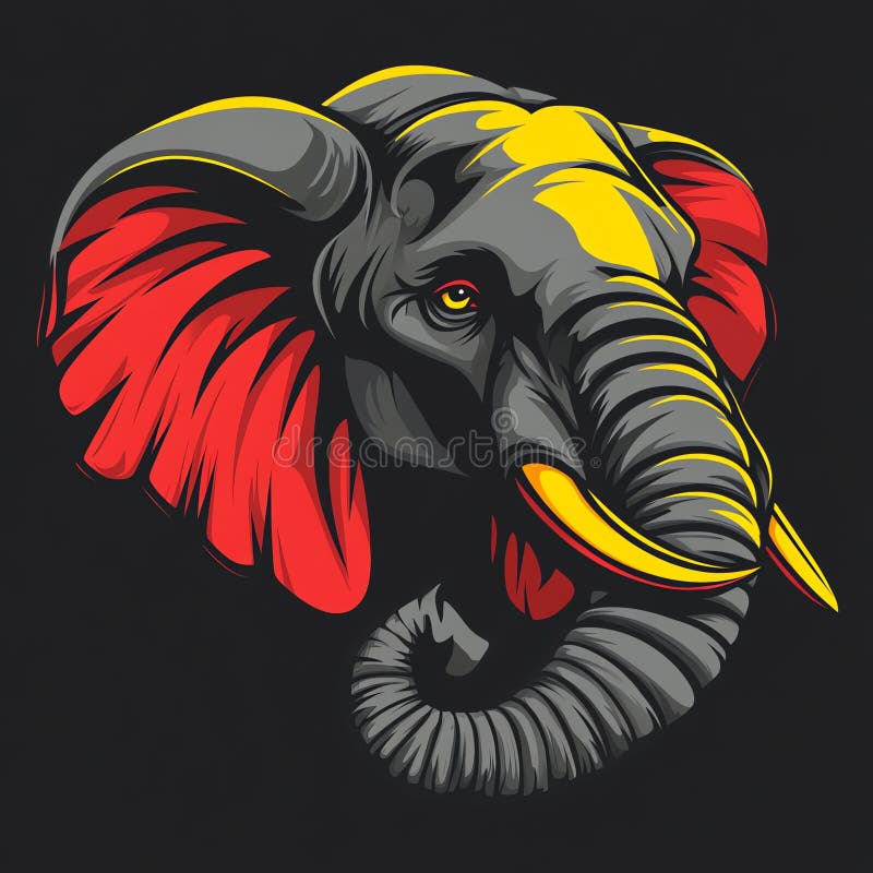 Powerful Elephant Head Vector Illustration Stock Image - Image of ...