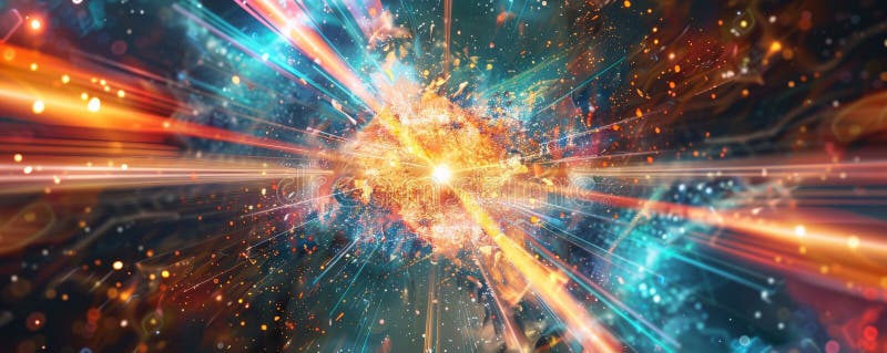 A Powerful Energetic Background with Radiant Beams of Light and Glowing ...