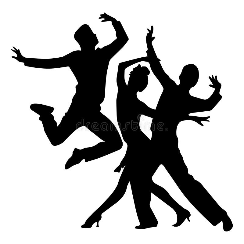 Dynamic Silhouette of Dancing Figures Stock Vector - Illustration of ...