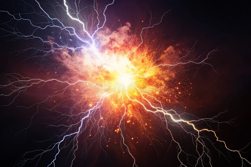 Powerful Energy Burst with Electric Lighting Effects Isolated on White ...