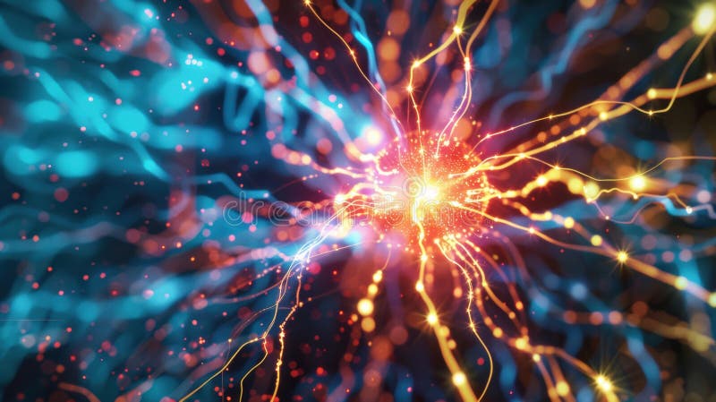 Powerful Energy Concept with Vibrant Glowing Lines and Electric Waves ...