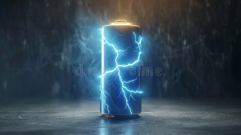 Powerful Energy Source Rechargeable Battery with Blue Electric Current ...