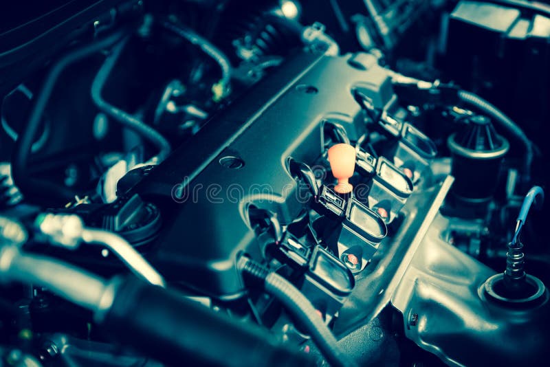 Powerful Engine of a Car. Internal Design of Engine Stock Image - Image ...