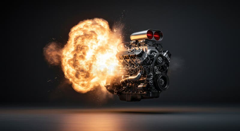 Powerful Engine Explosion Flames Dark Background Stock Photos - Free ...