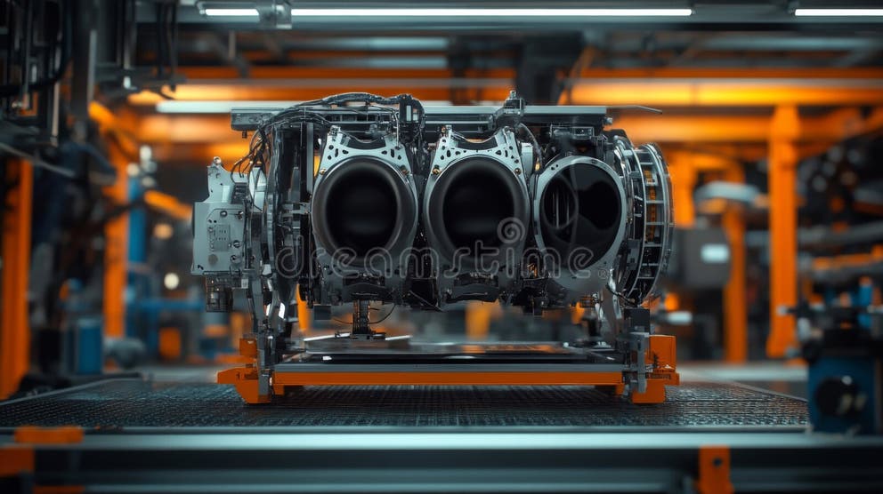 Powerful Engine in Industrial Factory Setting Stock Illustration ...