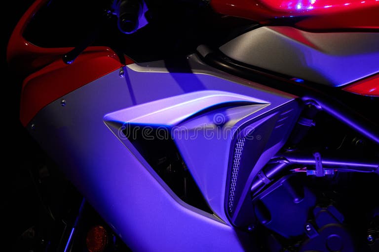 The Powerful Engine of a Modern Motorcycle Closeup. the Layout of the ...
