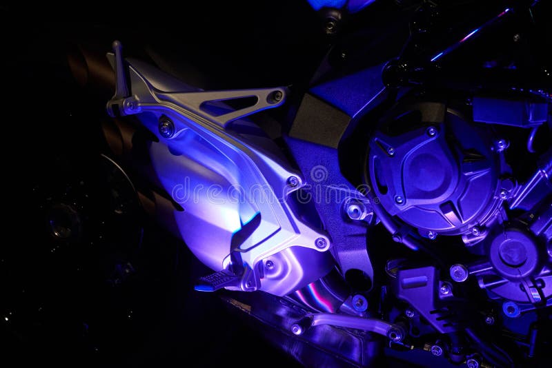 The Powerful Engine of a Modern Motorcycle Closeup. the Layout of the ...