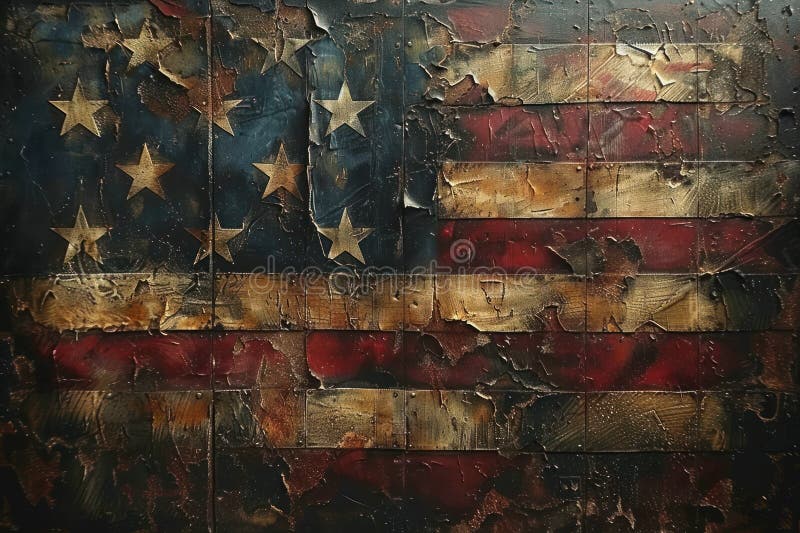 Distressed American Flag on Grunge Background Stock Illustration ...