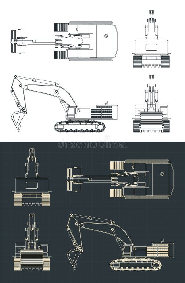 Powerful Industrial Press Blueprints Stock Vector - Illustration of ...