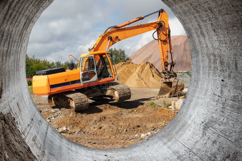 Powerful Excavator at the Construction Site. View of the Excavator ...