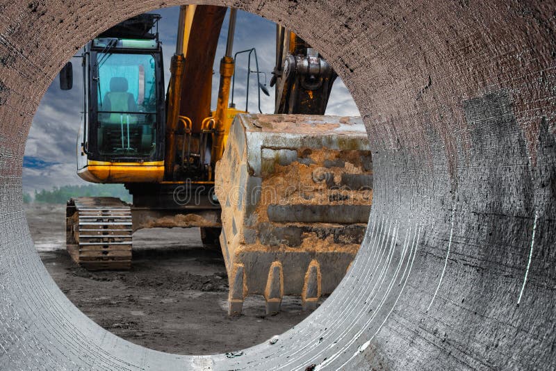 Powerful Excavator at the Construction Site. View of the Excavator ...