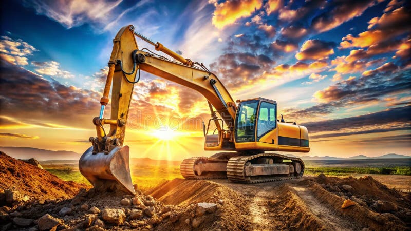 HeavyDuty Excavator Powers through Construction Site Versatile Earthmoving Equipment at Work ...