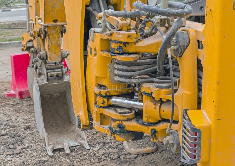 Excavator Pressure Pipes System Stock Photo - Image of power, garage ...