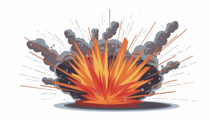 Powerful Explosion Animation Graphic Design Element Orange Fire Smoke ...